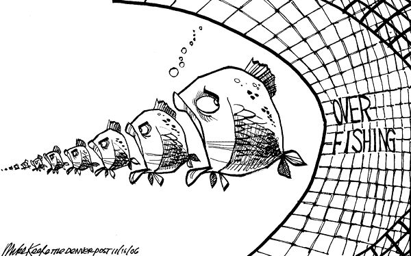 Overfishing - Mike Keefe Political Cartoon, 11/16/2006
